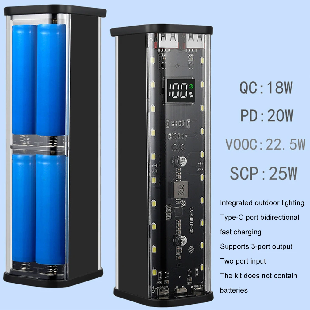 8-cell 18650 Battery Charger Case DIY Power Bank Box Fast Charging Case ...