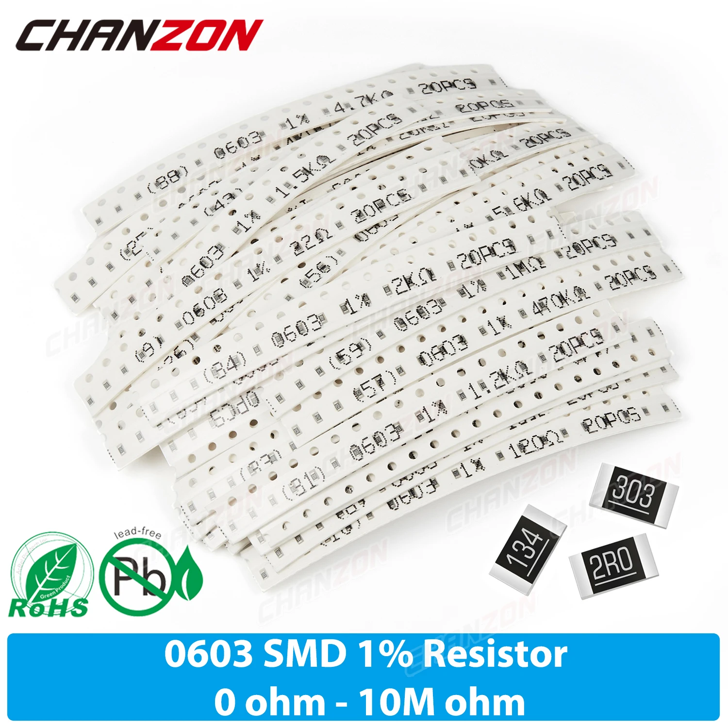0603 1% High Precision SMD Resistor Kit 0ohm 16 100 470 1K 4.7K 3.9K ...
