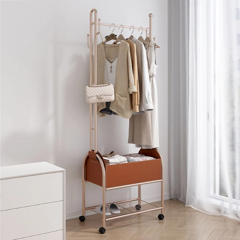 Light-Luxury-Movable-Clothes-Rack-With-Wheels-Home-Wardrobe-Furniture ...