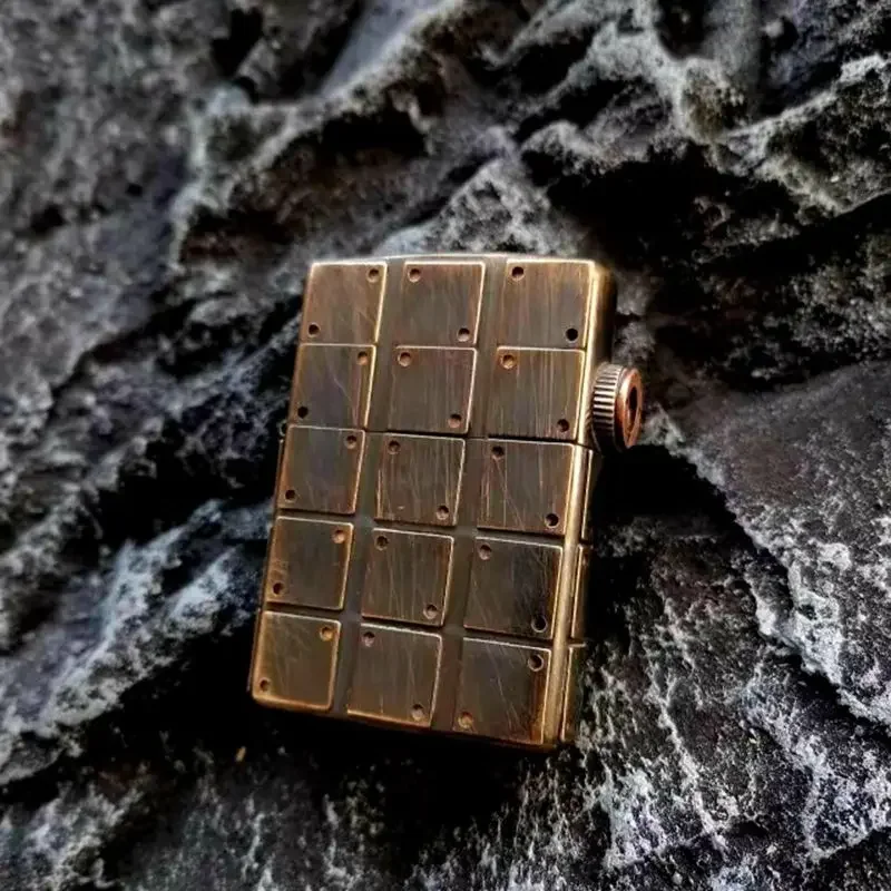 EDC-Brass-Square-Box-Large-Hinge-Thick-Shell-Windproof-Gift-Hiking ...