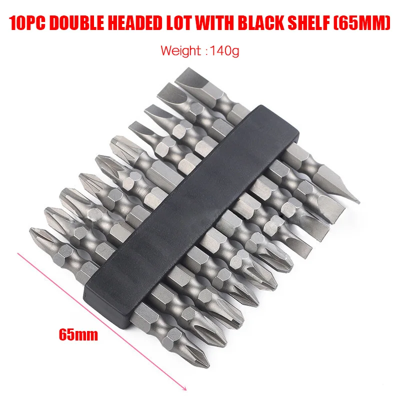 10PC Double Head Screwdriver Bit Magnetic Phillips Cross and Flat Slotted Screwdriver Bits 65mm ...