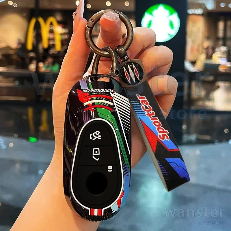 Racing Style Metal Car Key Case Fob Cover for Mercedes Benz C S Class ...