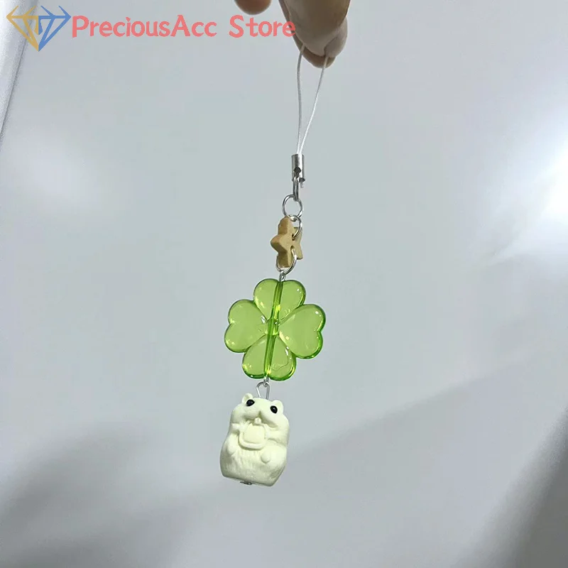 Green Lucky Four Leaf Clover Flying Marmot Hamster Keychain Lucky ...