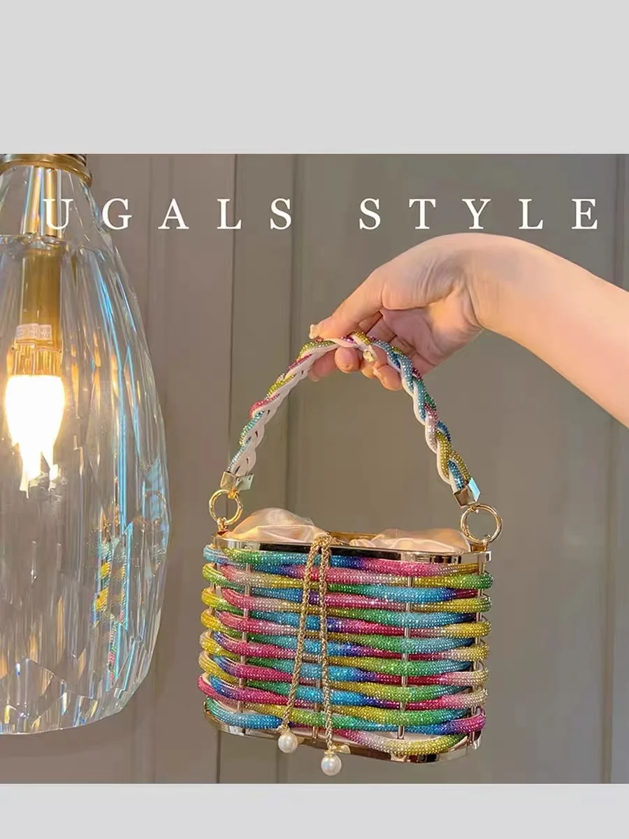Luxury-Metal-Cage-Women-Handbag-Glitter-Shiny-Rhinestones-Diamond ...