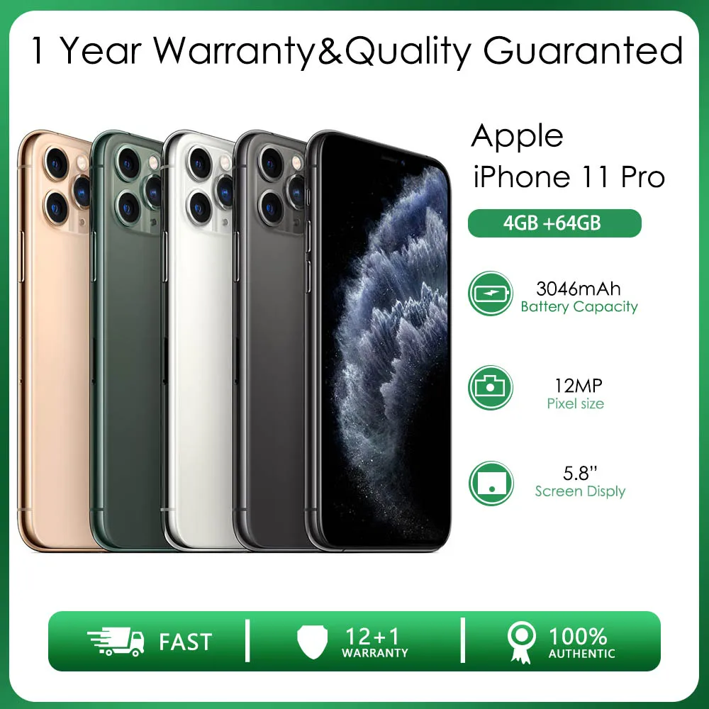 Apple-smartphone Iphone 11 Pro Débloqué D'origine, Face Id, Hexa-core ...
