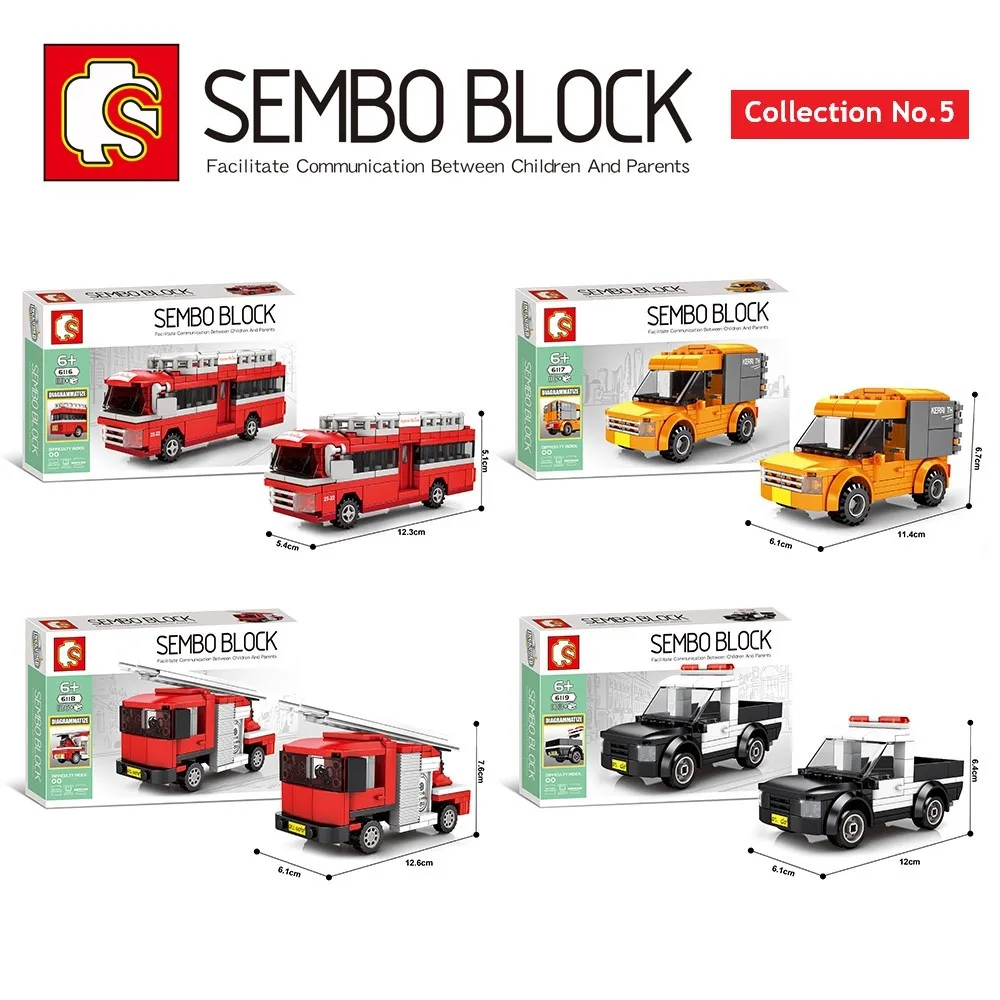 Sembo Block 미니 태국 자동차 특수 차량 운송 시리즈, 6116 6117 6118 6119 장난감, 어린이용 ...