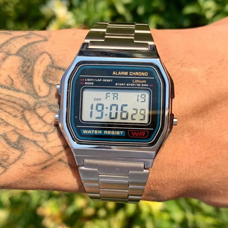 Luxury F91W Stainless Steel Band Watch Retro LED Digital Sports ...