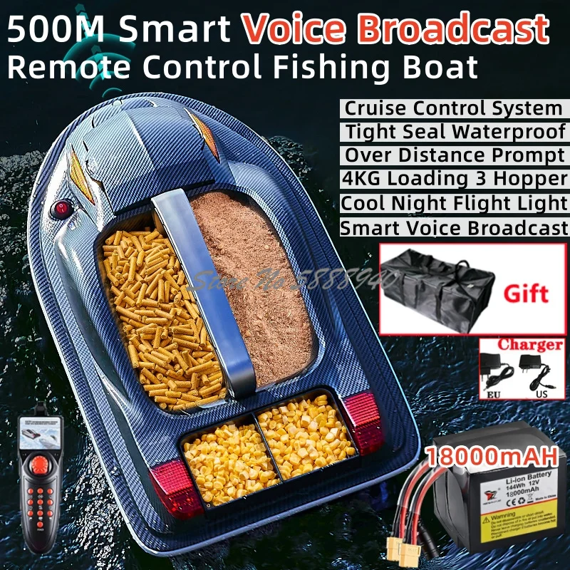 Smart-Voice-Broadcast-RC-Bait-Boat-500M-4KG-Load-3-Hopper-Waterproof ...