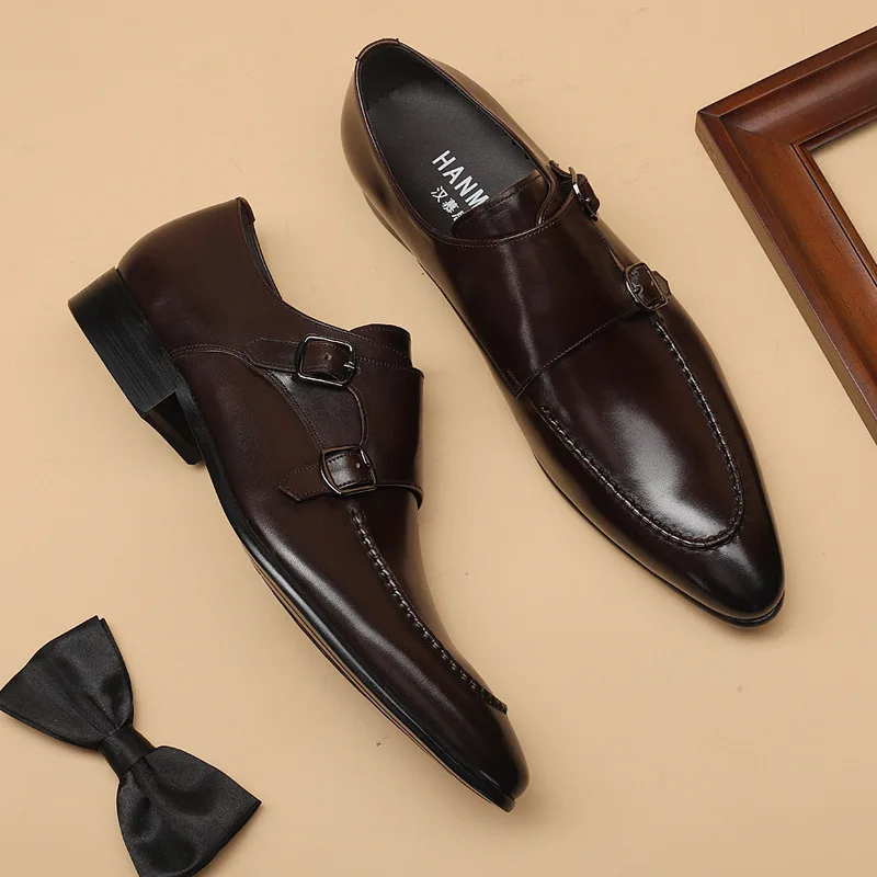 HNXC-Handmade-Pointed-Toe-Men-Oxfords-Double-Buckles-Monk-Strap-Formal ...