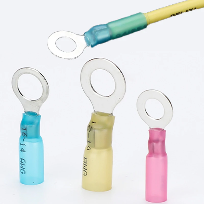 50Pcs Heat shrink Ring Insulated Terminals Wire Cable Connectors Wiring ...