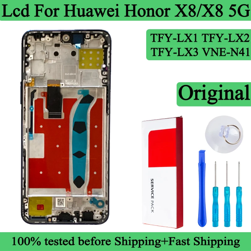 Pantalla LCD Y Tactil Con Marco Plata Para Huawei Honor X8 4G TFY-LX1 ...