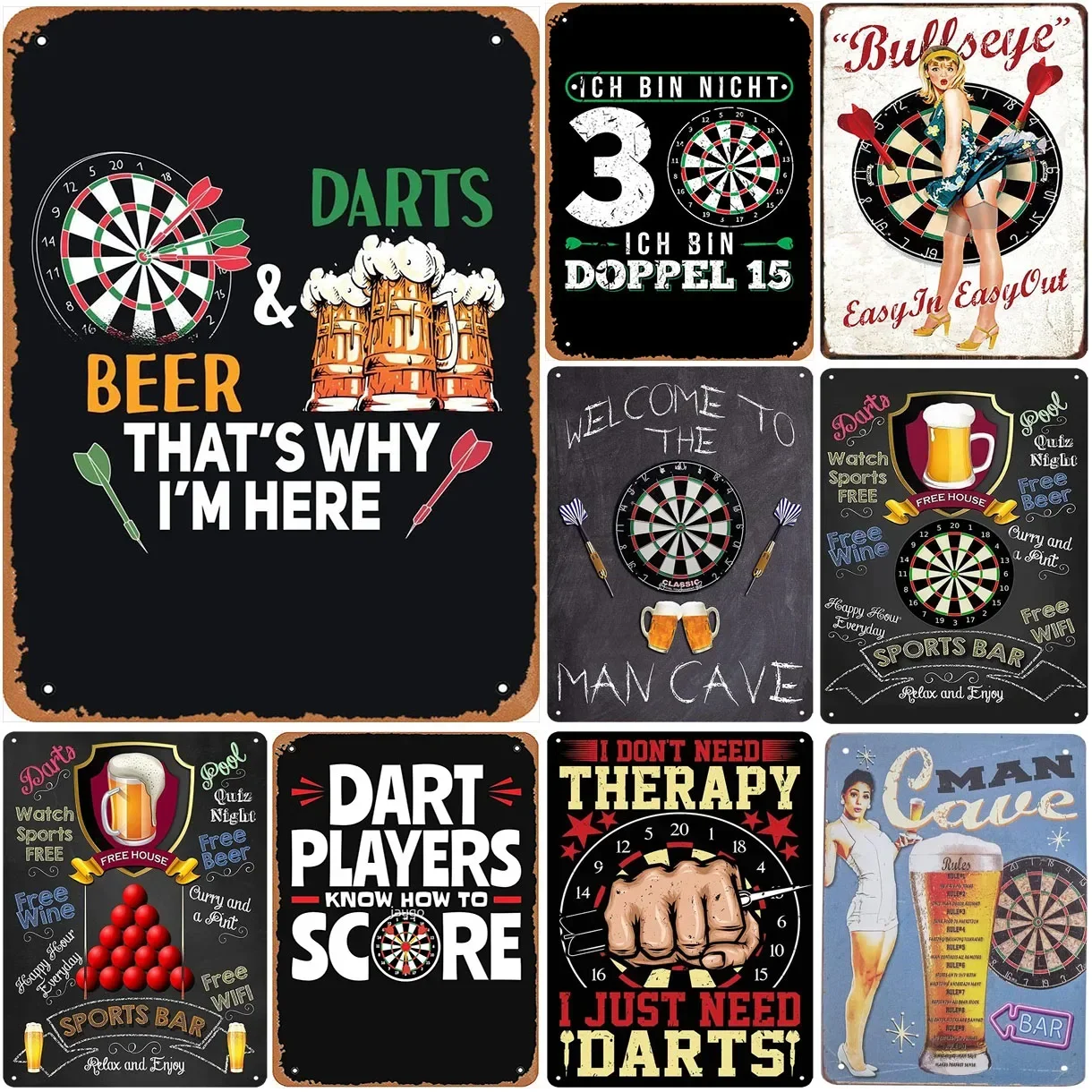 Darts-Beer-Metal-Tin-Signs-Sports-Bar-Wall-Posters-Plaque-Vintage-Iron ...