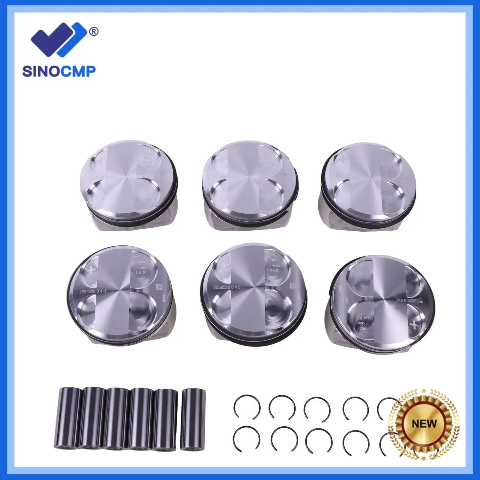 6pcs Pistons & Rings Set CR 10.7:1 For BMW E90 E60 E83 128i 328i 528i ...