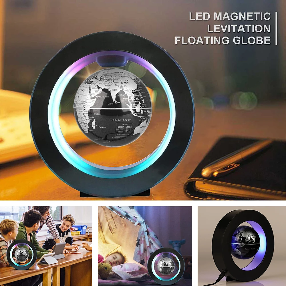 Levitating Lamp Magnetic Levitation Globe LED Rotating Globe Lights ...