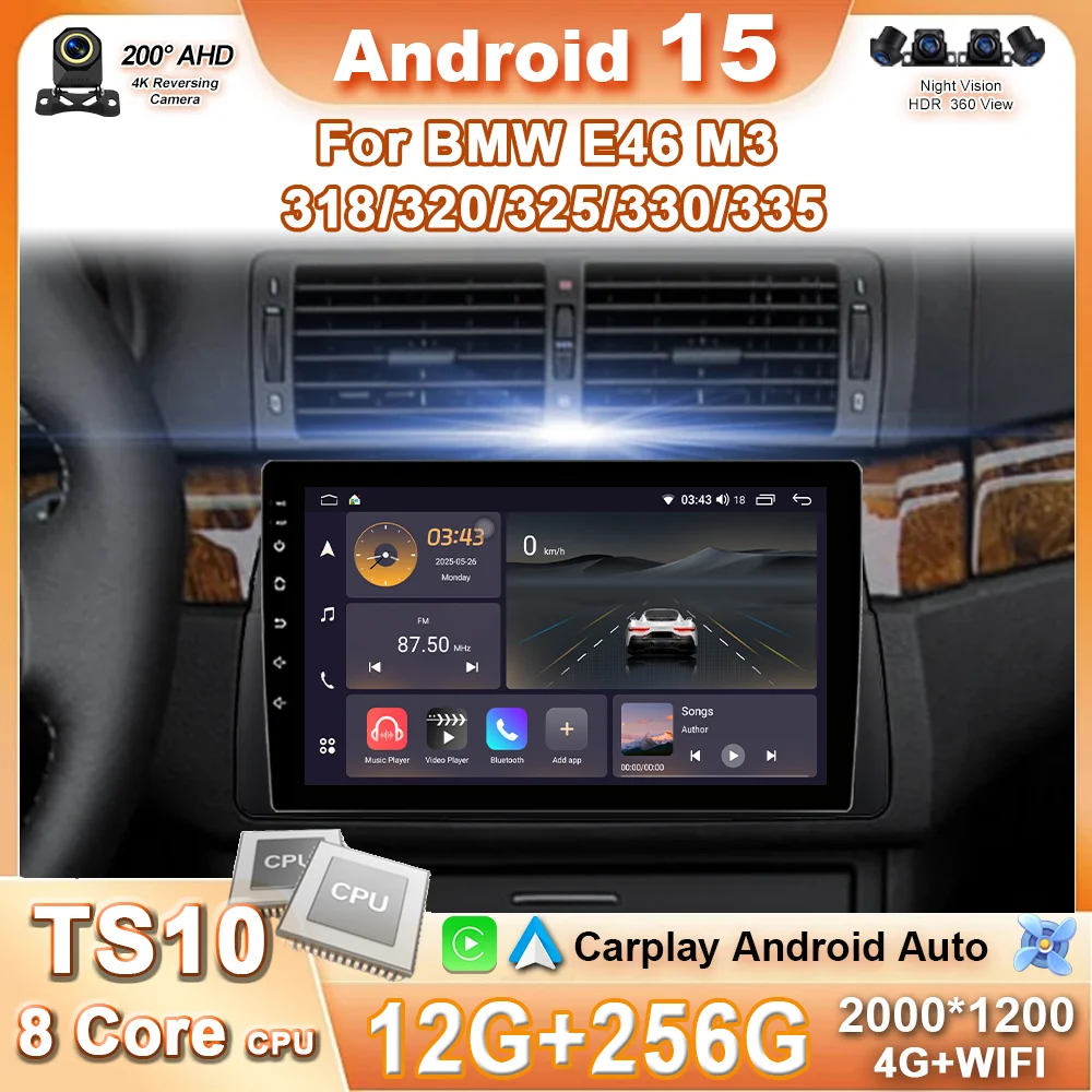 Android 15 Car Radio Stereo For BMW E46 M3 1998-2006 Auto Multimedia ...