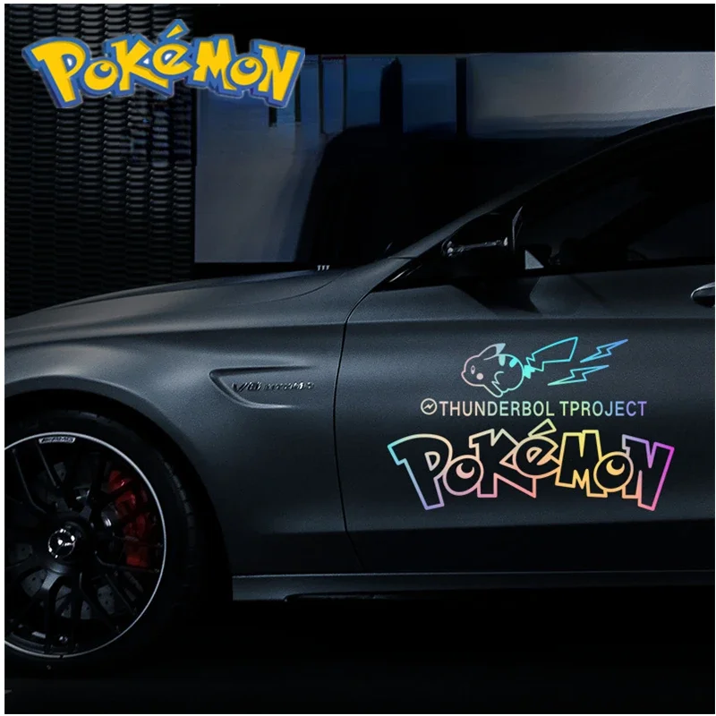 Pokemon-lightning-Pikachu-pegatinas-huecas-coloridas-para-coche-animaci ...