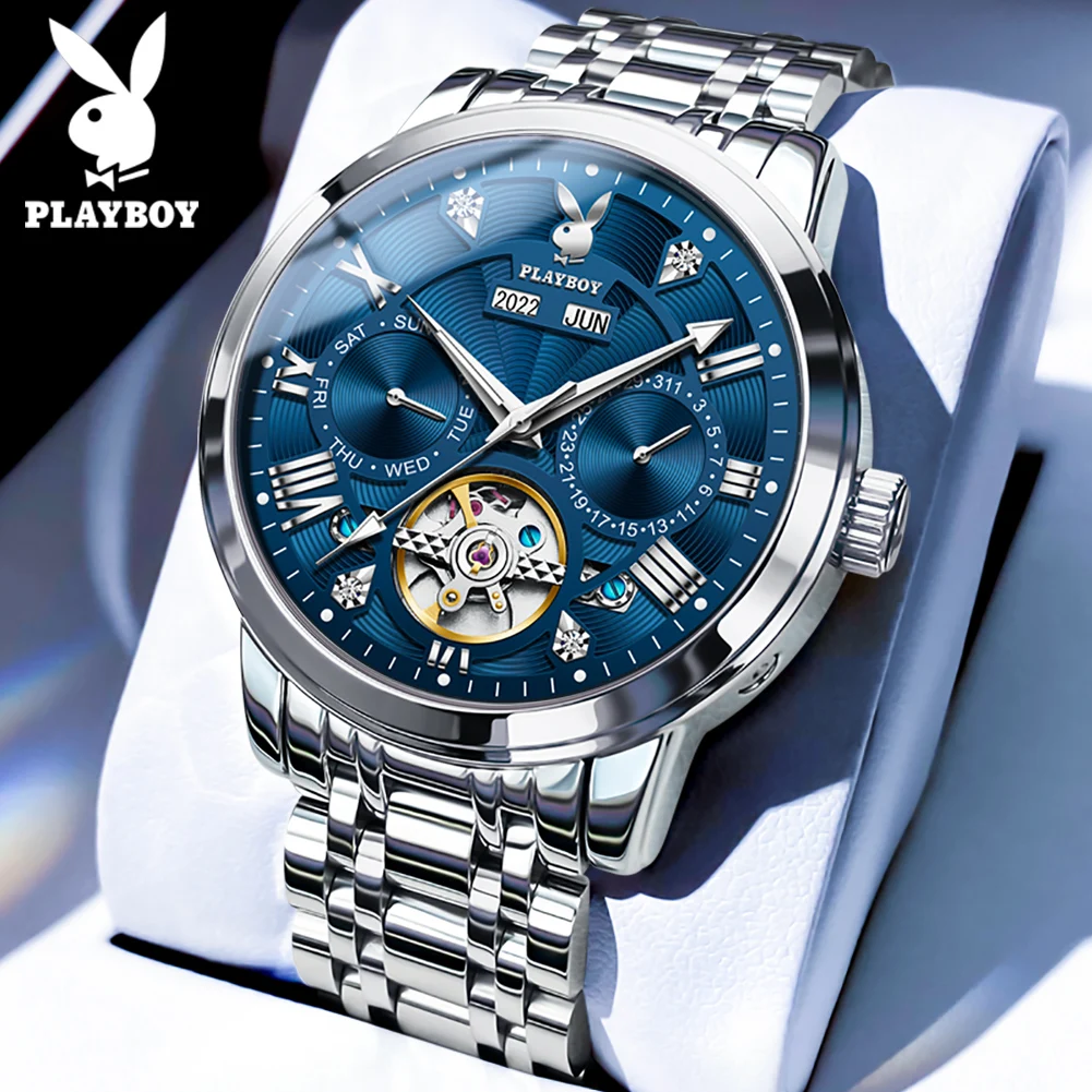 PLAYBOY-Luxury-Automatic-Mechanical-Watch-For-Men-Tourbillon-Slef-Wind ...