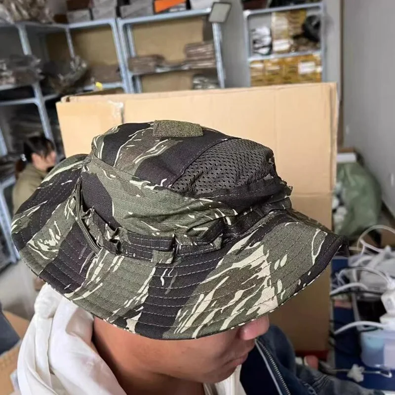 Outdoor Sports Night Desert Green Tiger Spot Breathable Round Edge Hat ...