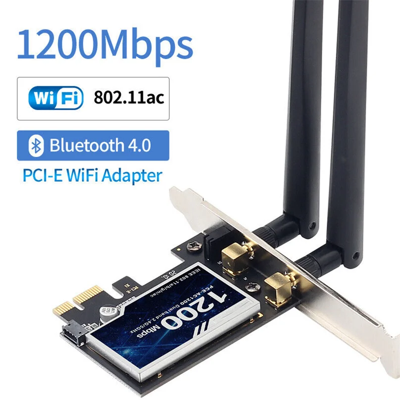 30pcs 1200M PCI-E WIFI Wireless Network Card Desktop 802.11AC Dual Band ...