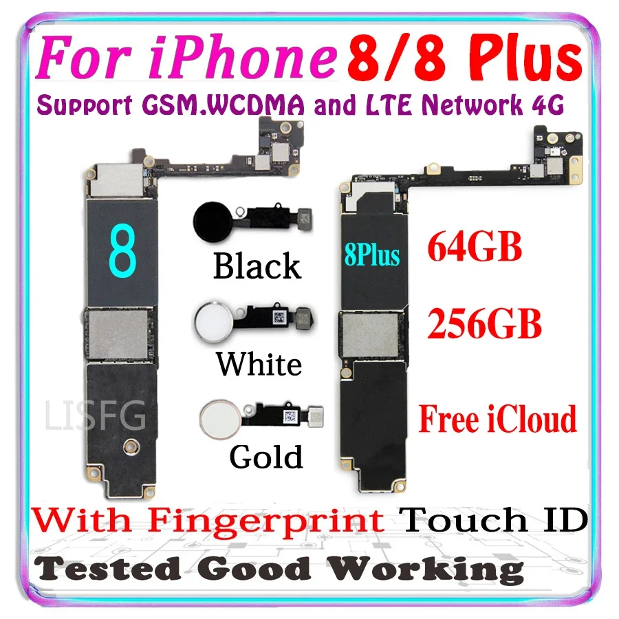 For-iPhone-8-Plus-Motherboard-With-Touch-ID-Unlocked-Mainboard-Full ...