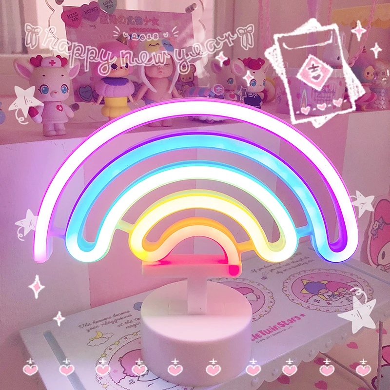 Rainbow Unicorn Neon Led Night Lamp Girls Bedroom Warm Night Light Room ...