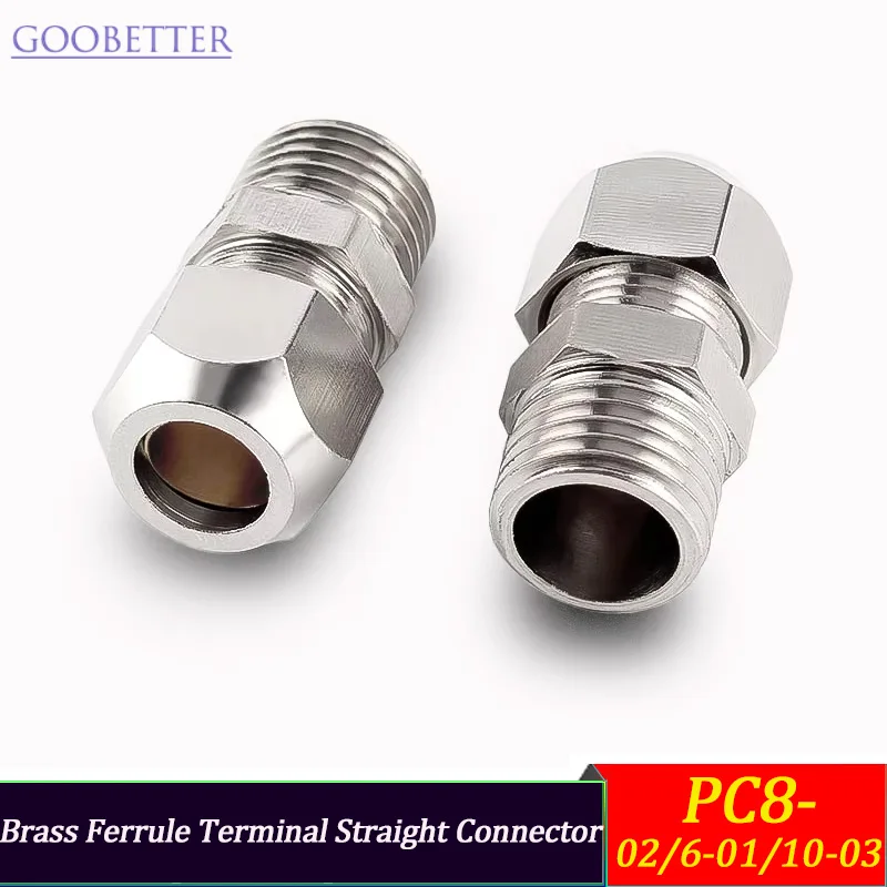 Brass Ferrule Terminal Straight Connector Quick Fitting for PC Tube ...