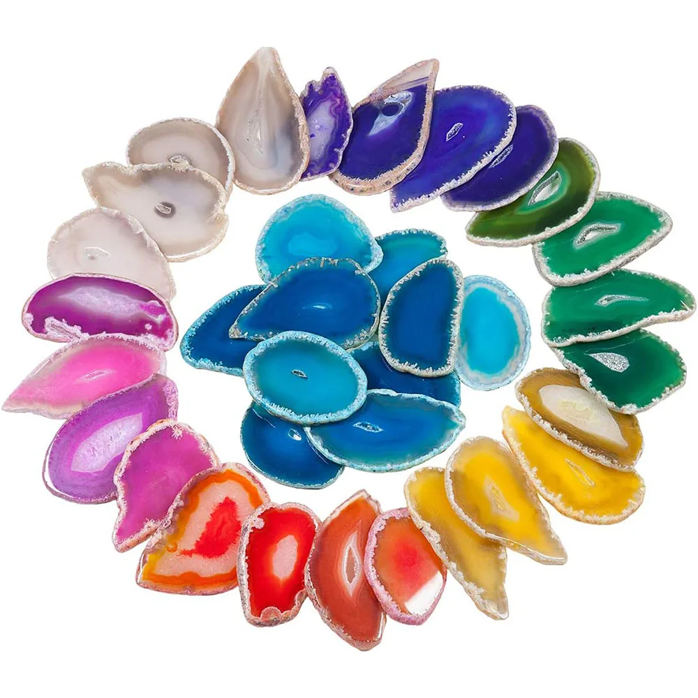 Tranche de géode d'agates naturelles 40-70mm, avec trou, pierre de ...