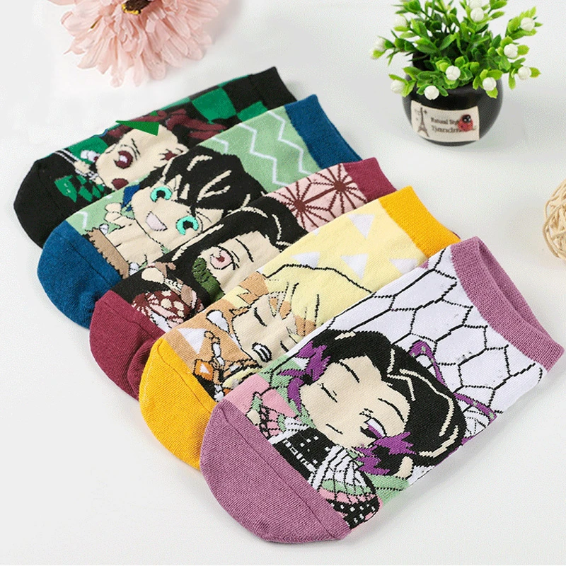 Anime Demon Slayer Nezuko Socks Short Socks Kimetsu No Yaiba Kamado ...