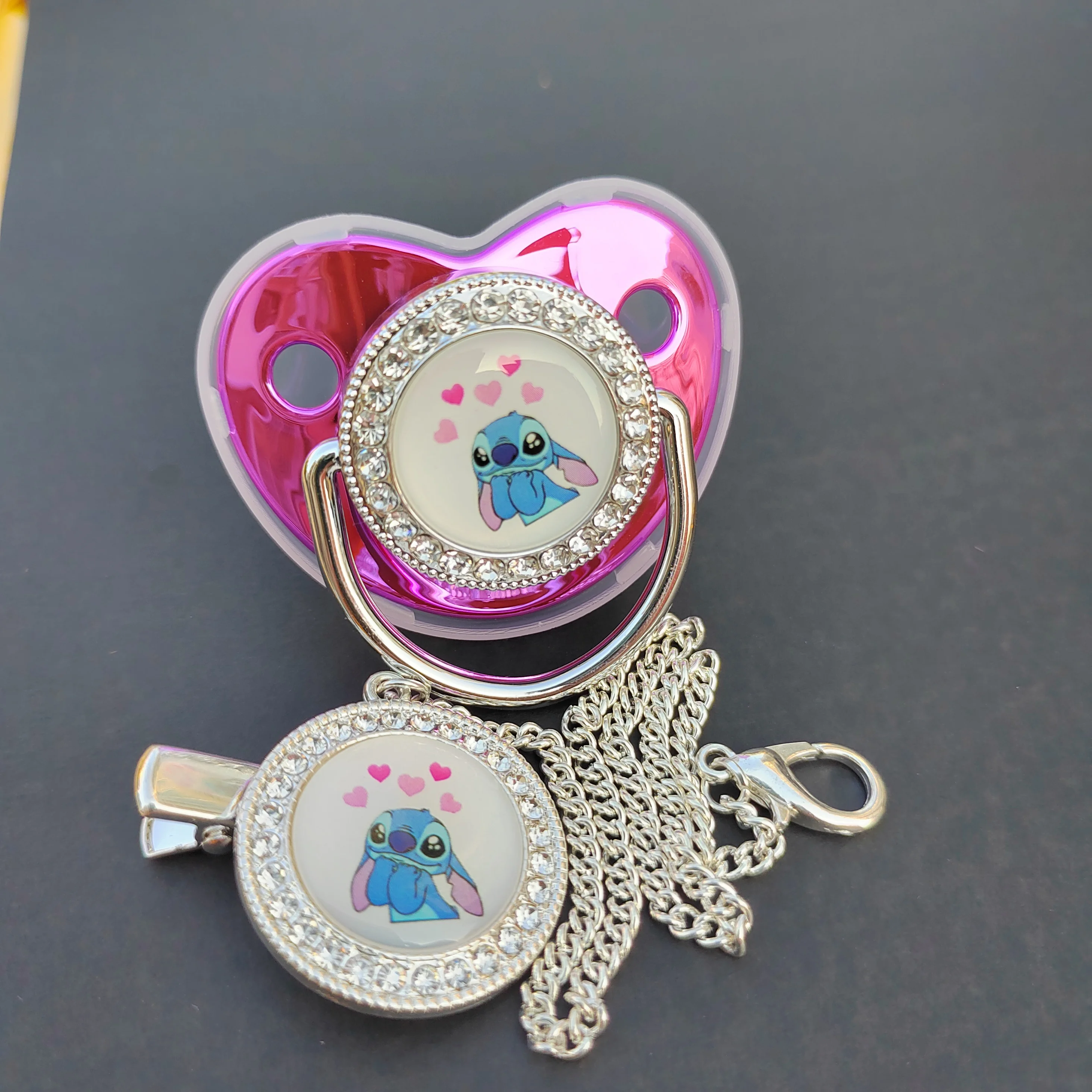 Disney Stitch Image Baby Pacifier with Chain Clip Newborn BPA No ...