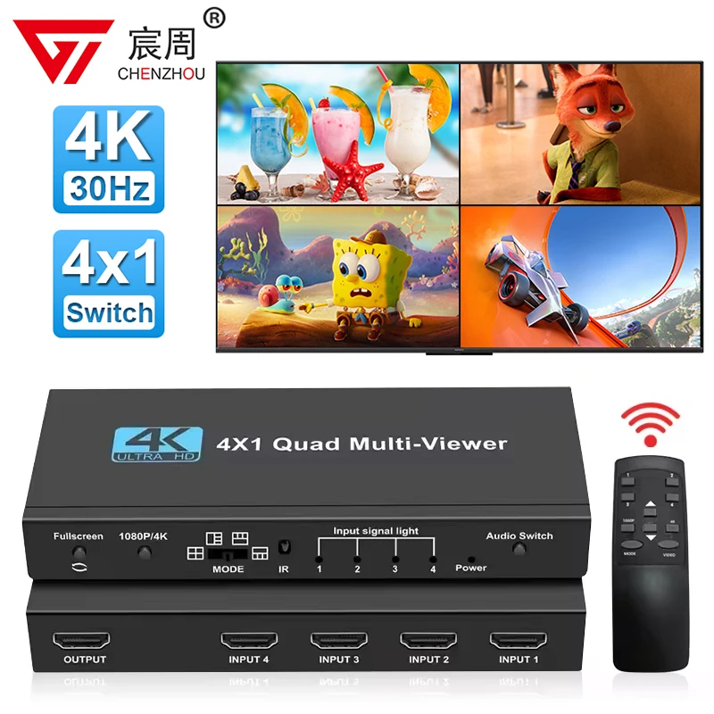 4K-HDMI-Quad-Screen-Multiviewer-4x1-1080P-4-in-1-out-HDMI-Multi-Viewer ...
