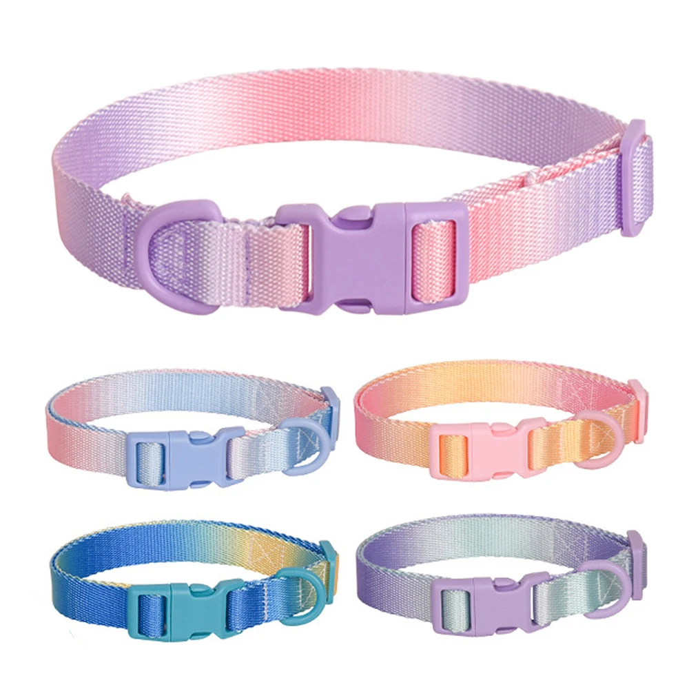 Gradient Color Puppy Dog Collar Adjustable Durable Nylon Dog Collar for ...