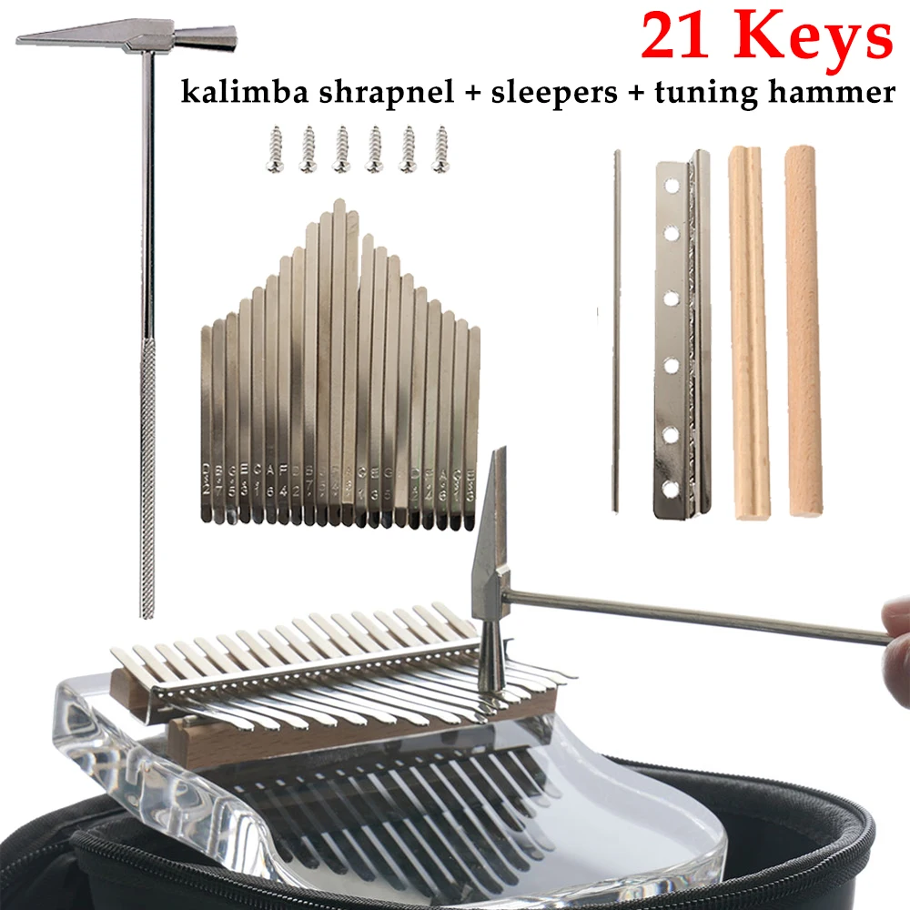 21-Keys-Kalimba-Steel-Keys-Wood-Bridge-Musical-Instrument-Parts-Steel ...
