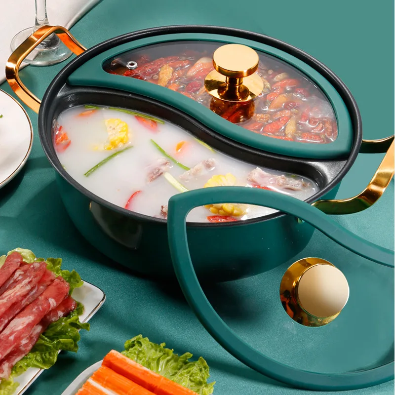 304-Stainless-Steel-Double-flavor-Hot-Pot-with-Lid-Thickened-Double-Ear ...