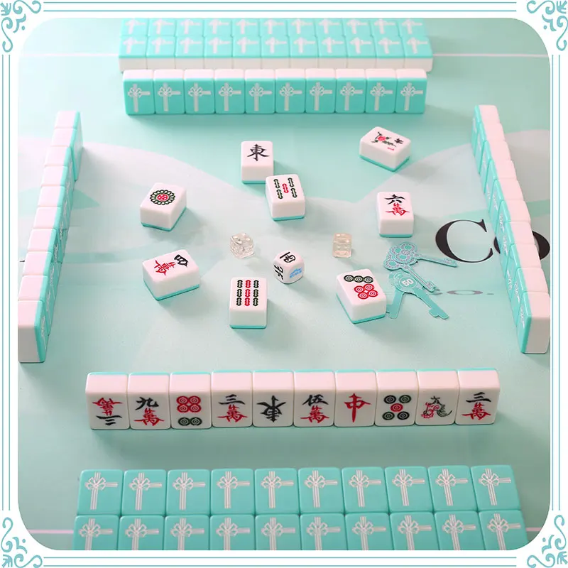 30mm-Blue-green-Mahjong-Table-Game-144pcs-Hand-Rubbing-Crystal-Mahjong ...