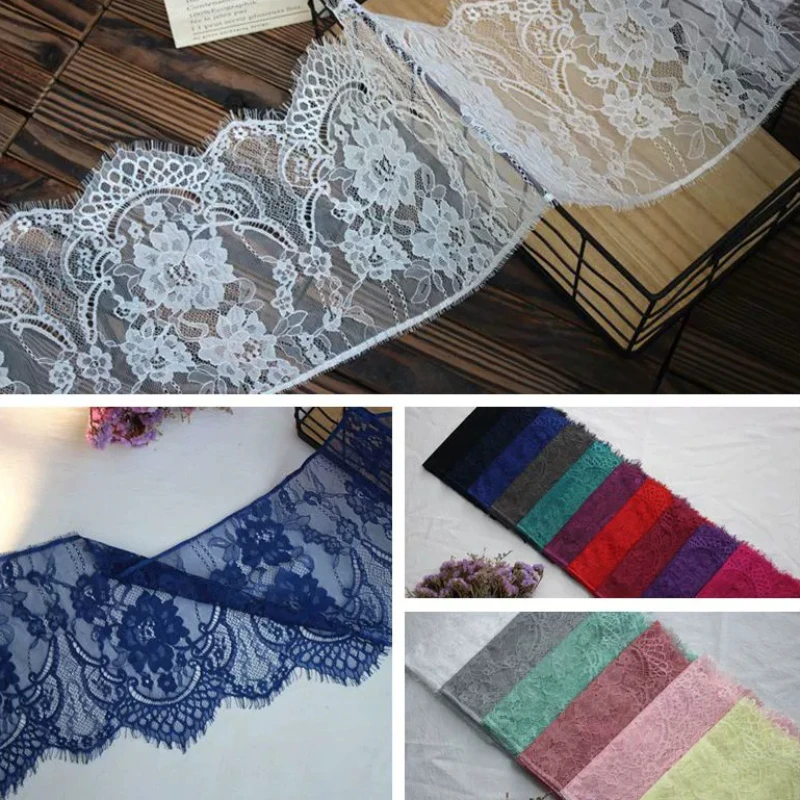 (3 Yards/batch) Colors Handmade Eyelash Lace Fabric Decoration Sewing ...