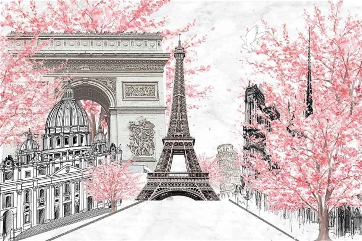Eiffel Tower Sketch Pink