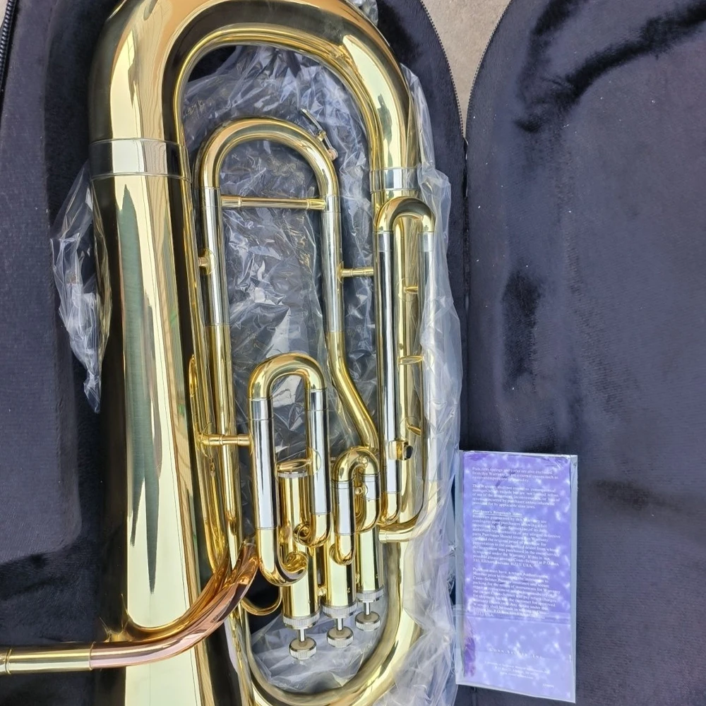 Barítono clásico b-flat de latón dorado lacado grande, instrumento ...