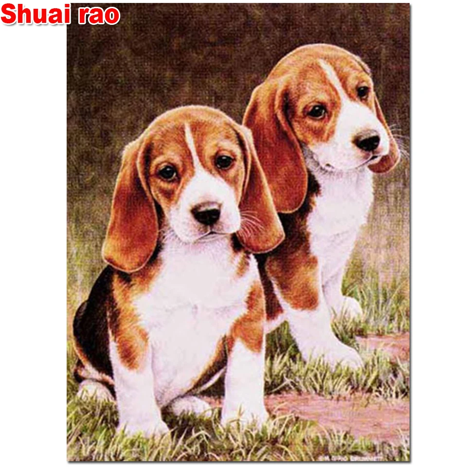 Beagles-dog-diamond-painting-5-Pieces-full-square-round-5d-diy-diamond ...