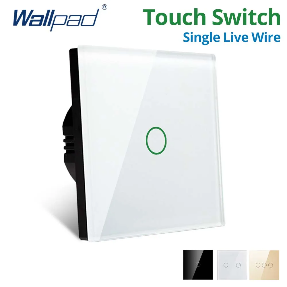 Wallpad 1/2/3 Gang 1/2 Way EU Touch Switch White Black Gold Glass Panel ...
