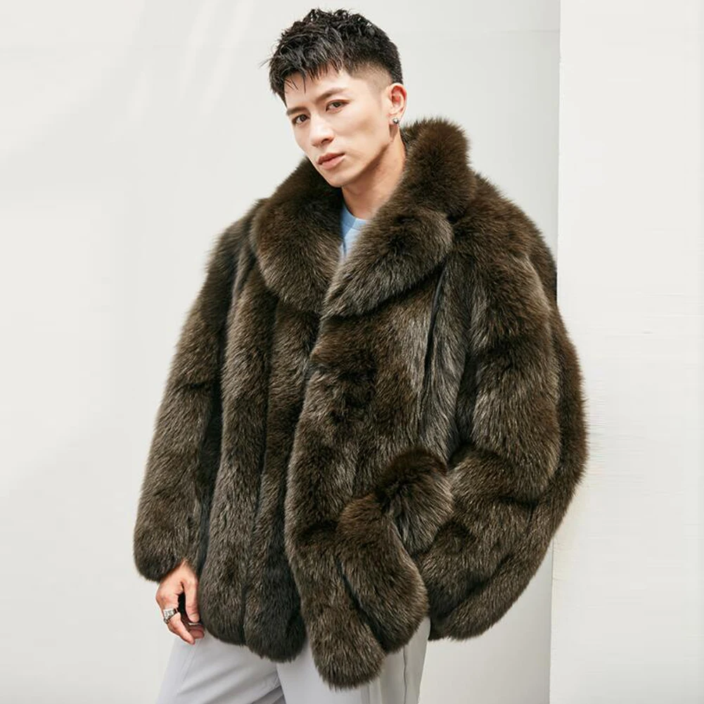 Denny&Dora Winter Thick Warm Natural Real Fox Fur Coat Natural Fur Coats Men Luxury Fox Fur Coat ...