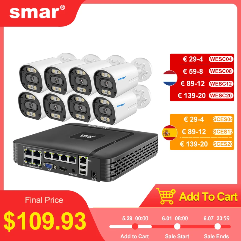 Smar-8CH-4MP-4K-POE-NVR-Security-Camera-System-Kit-H-265-CCTV-Motion ...
