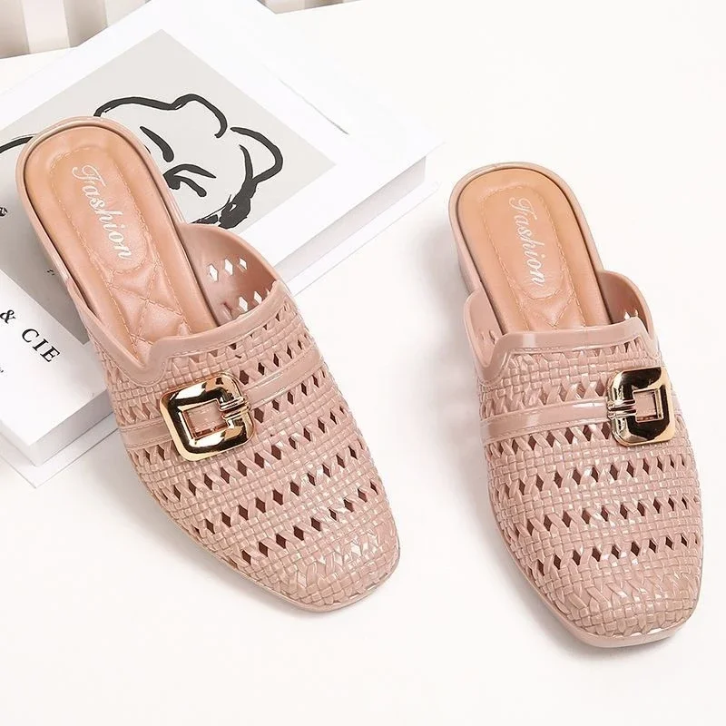 Medium Heel Shoes On Beach Vip New Fashion Slides Chic Elegant Original ...