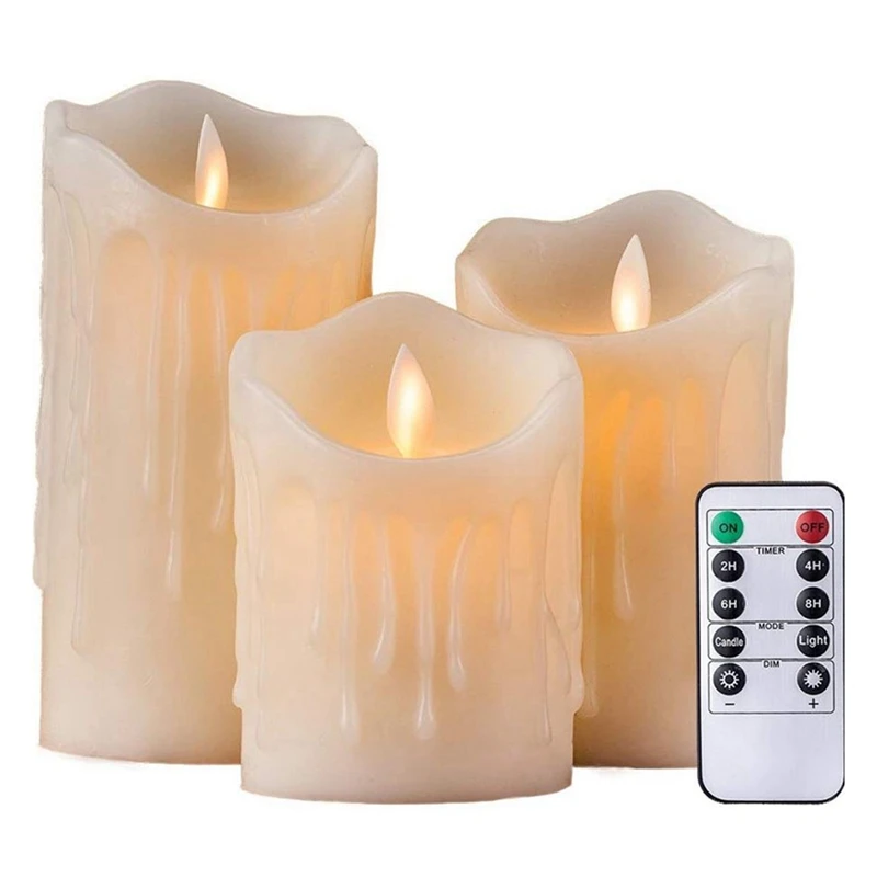 10 Button Remote Control Tearing Swinging LED Electronic Candle Light ...
