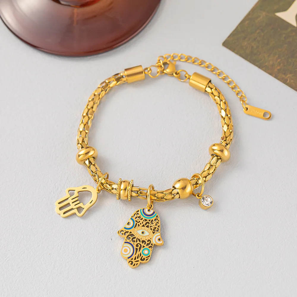 Hamsa-Hand-of-Fatima-Evil-Eye-Charm-Bracelet-For-Women-Gold-Color ...