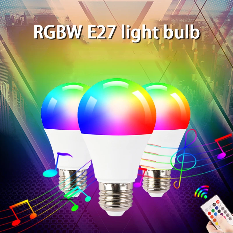 LED-light-E27-RGB-light-bulb-Room-light-16-color-remote-control-light ...