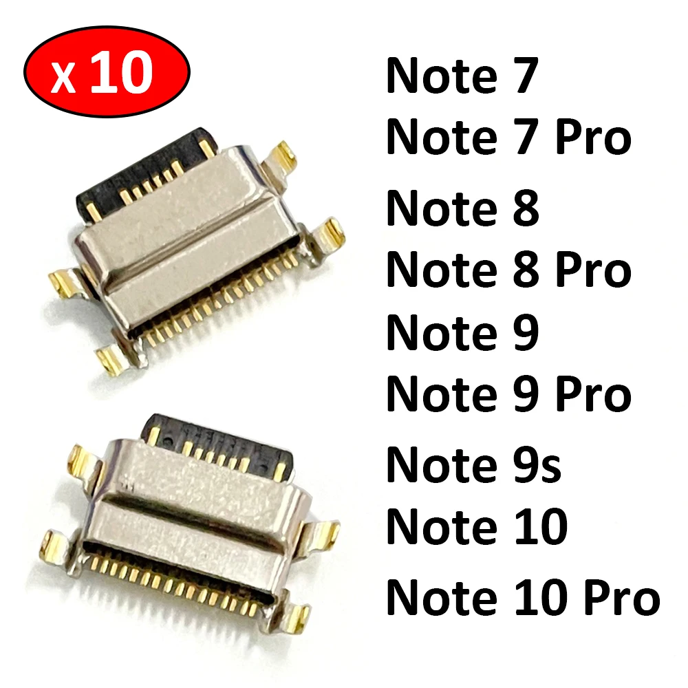 Conector de puerto de carga USB para Xiaomi Redmi Note 7, 8, 9, 9s, 10, 10s Pro, 10 unidades ...