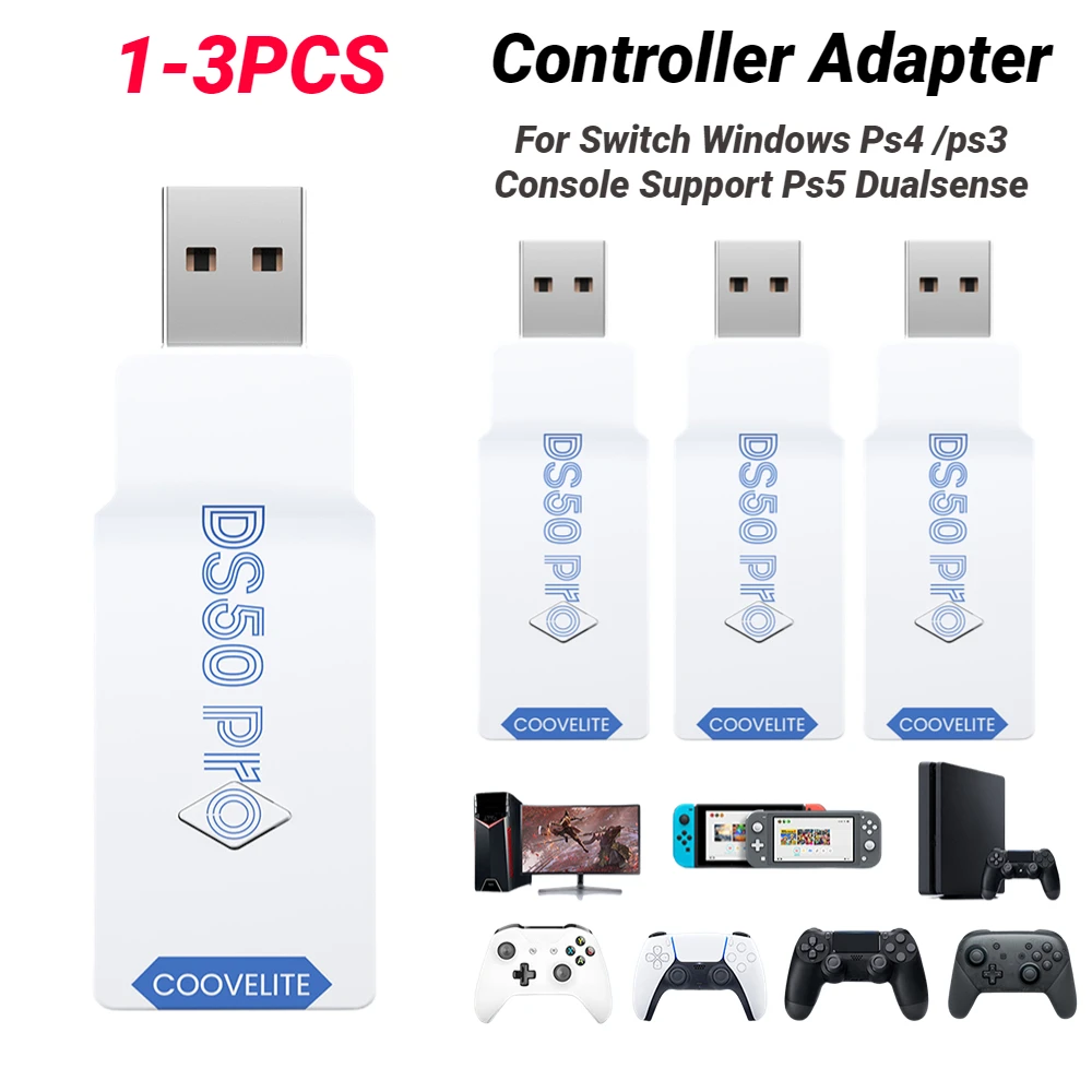 DS50 PRO Handle Receiver Conversor Sem Fio para PS5/PS4/PS3/PC/Switch ...