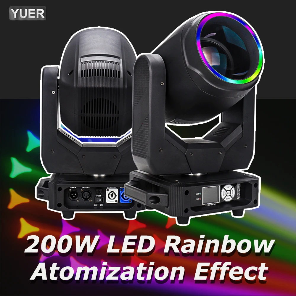 YUER With Ring 200W LED Moving Head Light DJ Disco Wedding Party DMX512 ...