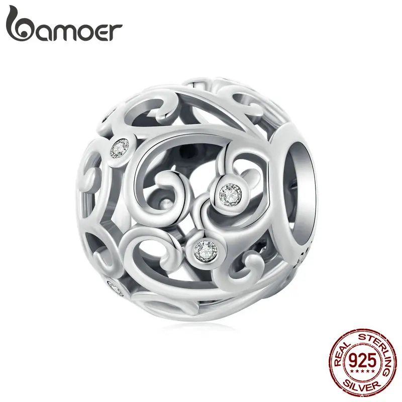 BAMOER-925-Sterling-Silver-Round-Shaped-Hollow-Flower-Charms-for-Bracelets-Scroll-Texture-DIY ...