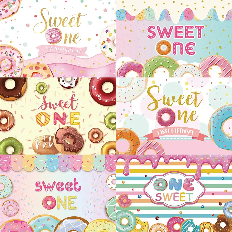 Sweet One Backdrop Dessert Shop Candy Bar Donut Lollipop Girl Happy ...
